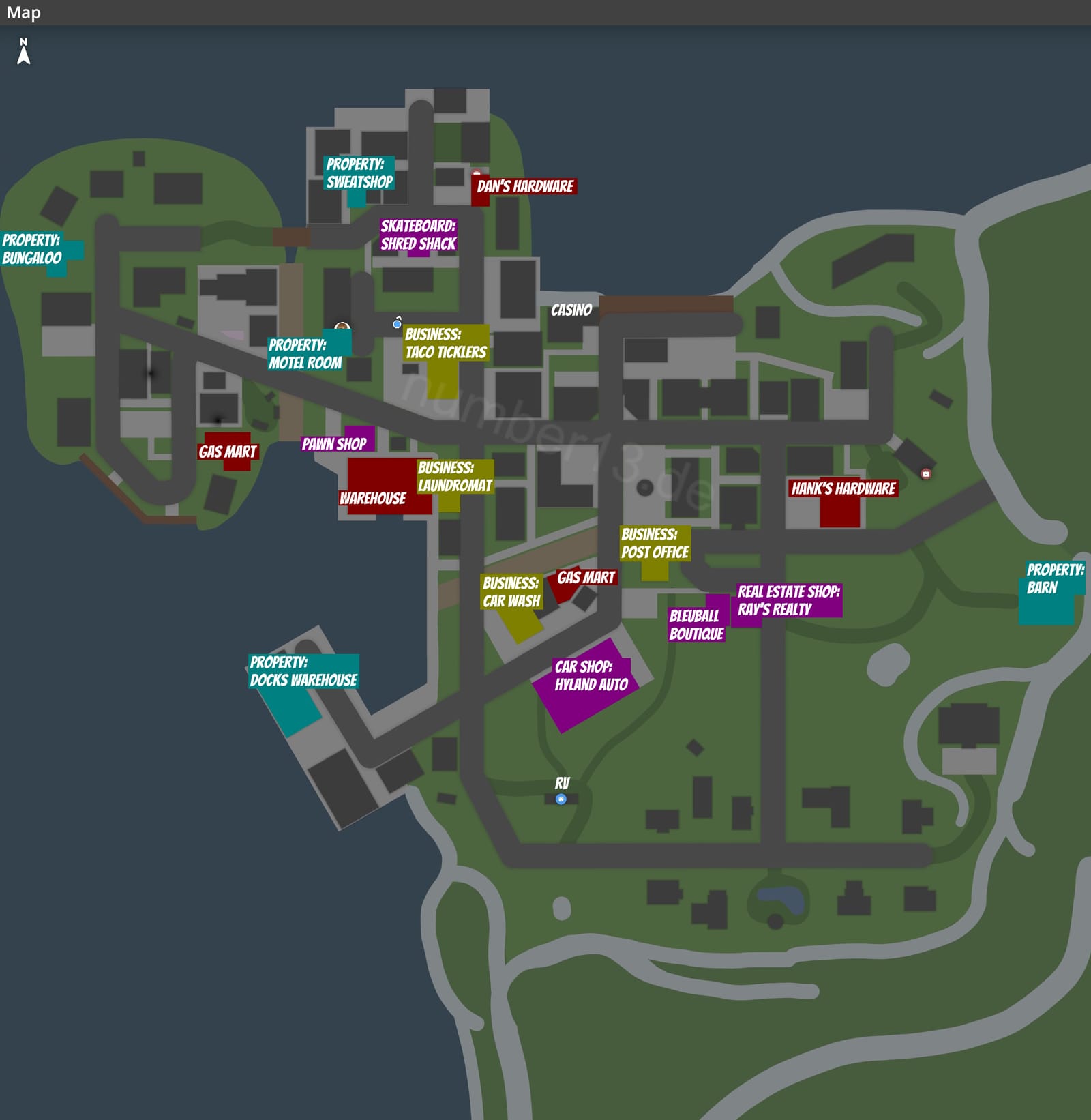 Schedule 1: Map - Alle Läden, Businesses und Properties